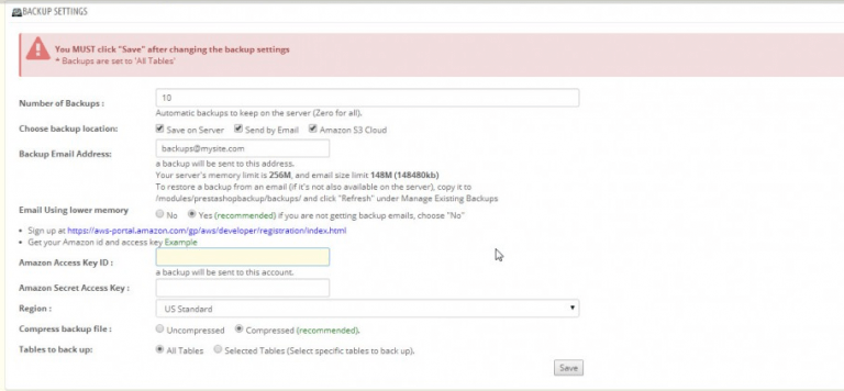 Backing Up your PrestaShop Site - dh42